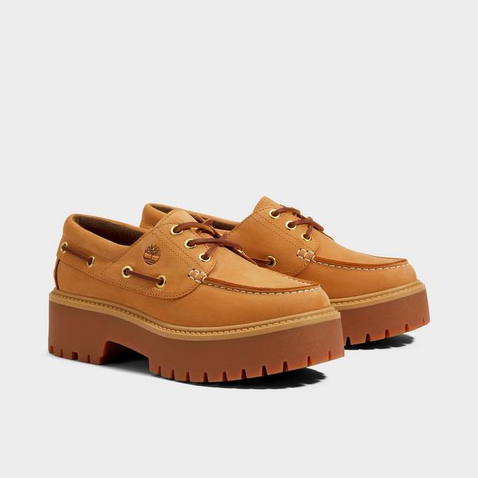 Women’s TImberland Stone Street 3-Eye Platform Boat Shoes| Finish Line