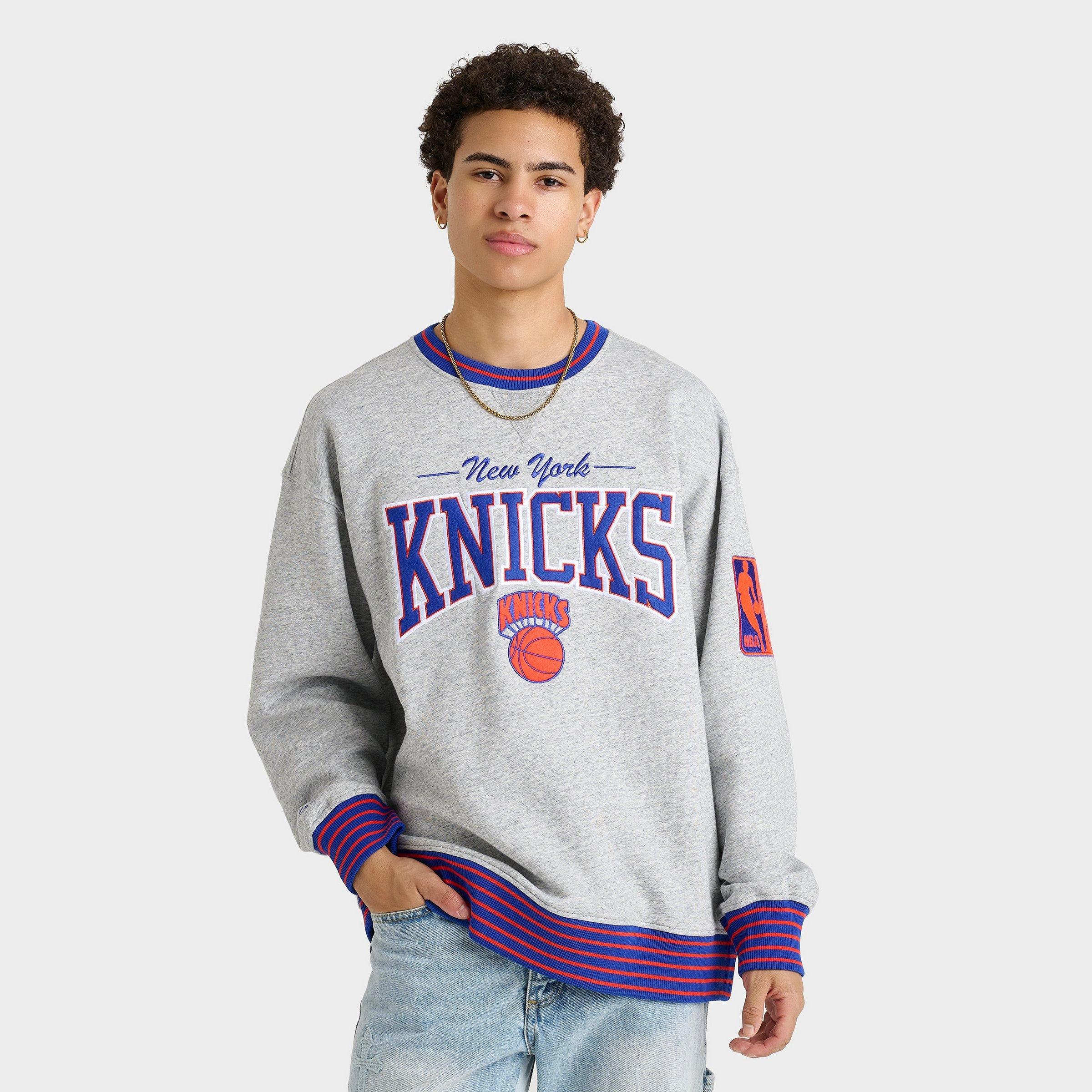 Men's Mitchell & Ness New York Knicks NBA Throw It Back Fleece Crewneck ...