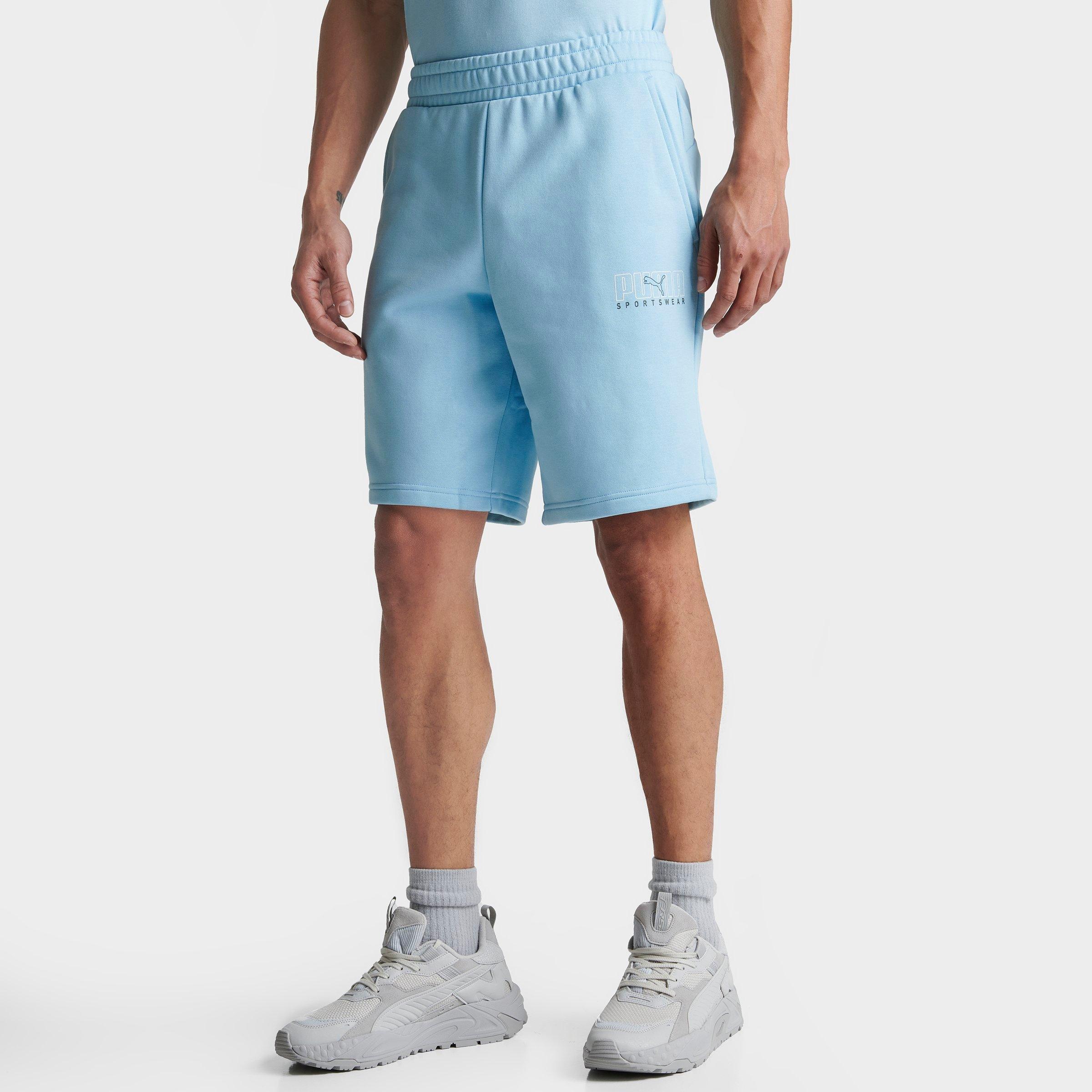 Puma Men's Sportswear Outline Logo Lifestyle Shorts In Light Blue ...