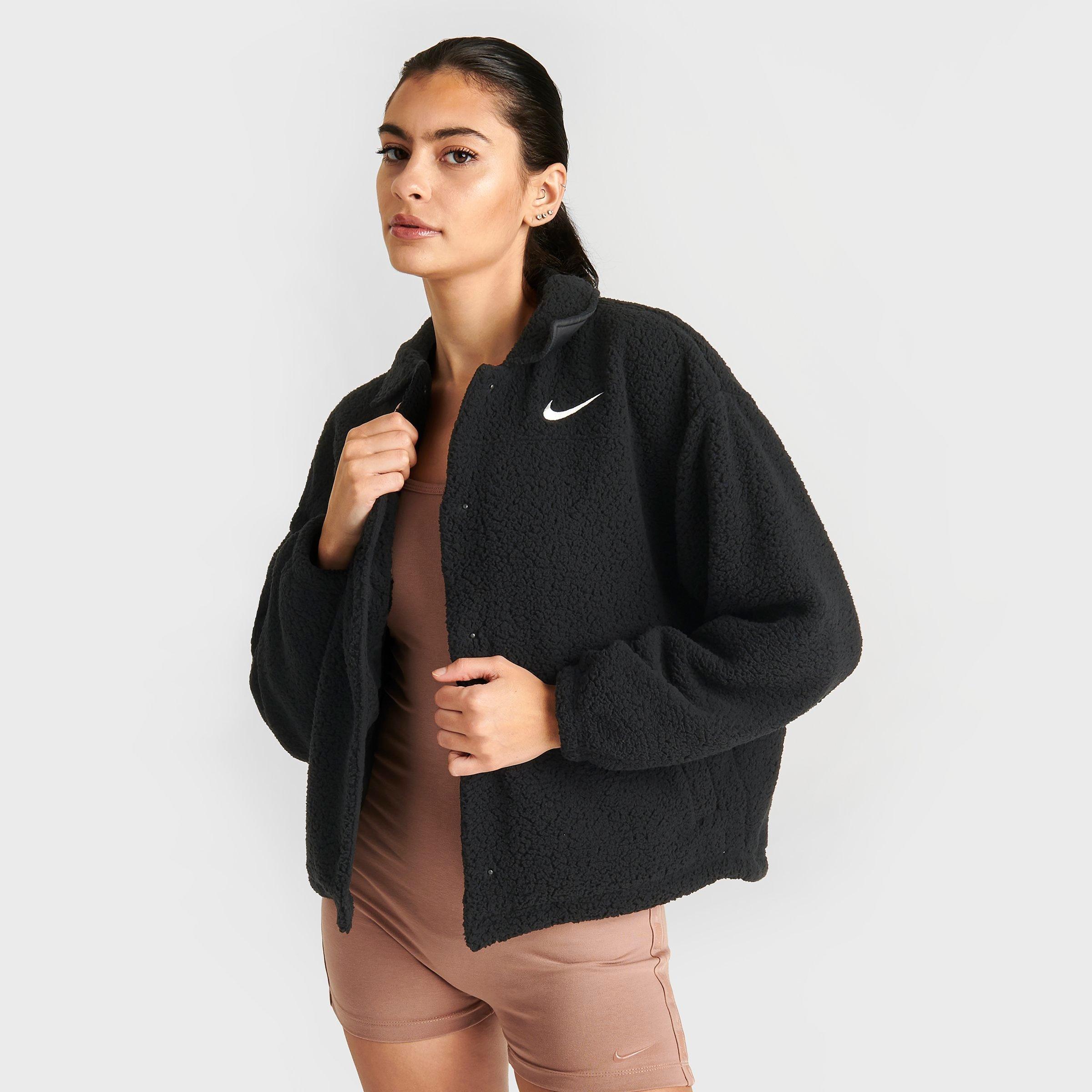Nike Women's Sportswear Collared High-pile Sherpa Jacket In Black ...